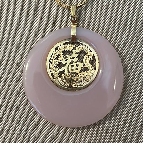 Jewelry | Vintage Asian Style Rose Colored Stone 12k Gold Filled Chain ...
